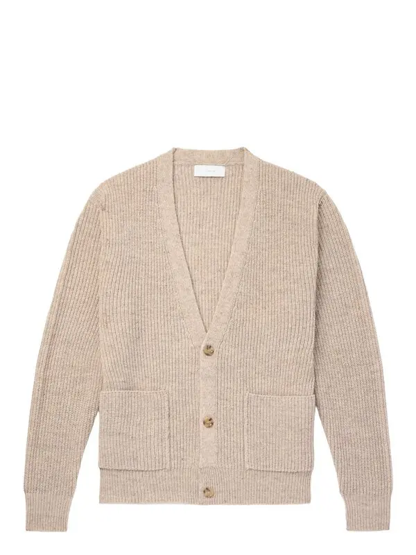LARDINI Ribbed Wool Cardigan - Neutrals