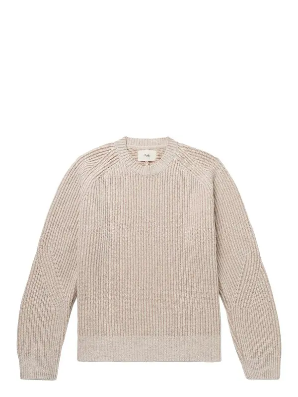 Folk Ribbed Wool-blend Sweater - Neutrals