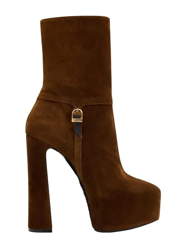 Saint Laurent Nico Platform Booties - Land