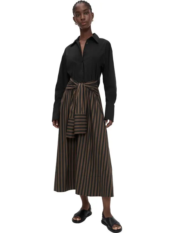 SIMONMILLER Inna Poplin Maxi Dress - Black/choco Brown Stripe