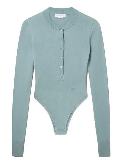 Stella McCartney Crewneck Ribbed Long-sleeve Bodysuit - Natural