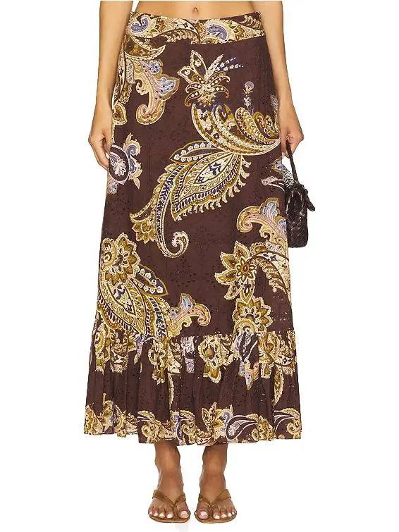 Hemant & Nandita A Line Ankle Length Skirt - Brown