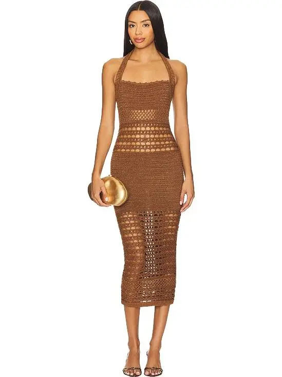 Retrofete Jaycee Crochet Dress - Sepia & Bronze