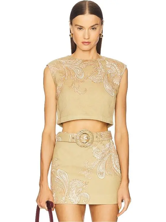 Hemant & Nandita Cropped Top - Olive