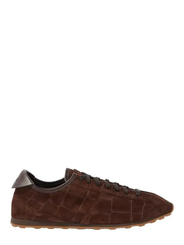 Jacquemus Tennis Croc-effect Suede Sneakers - Brown