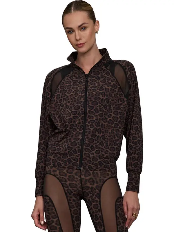 Carbon38 Full Zip Run Jacket - Leopard Print