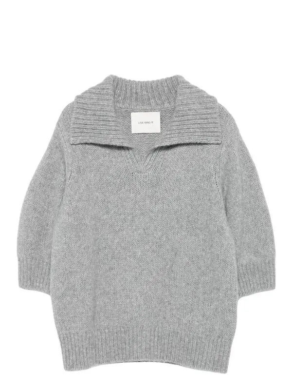 LISA YANG Ribbed V-neck Sweater - Grey