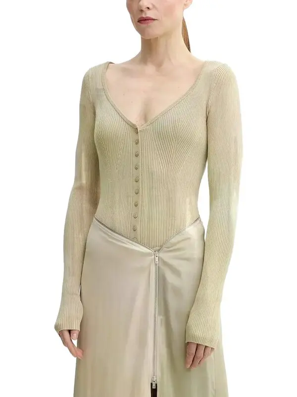 HERSKIND Ribbed-knit Button Cardigan - Neutrals