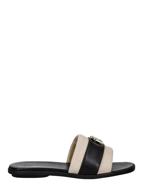 Furla Logo-plaque Leather Slides - Black