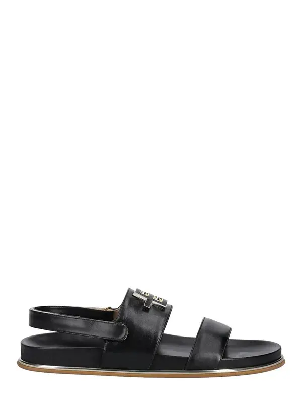 BALDININI Logo Plaque Slingback Sandals - Black