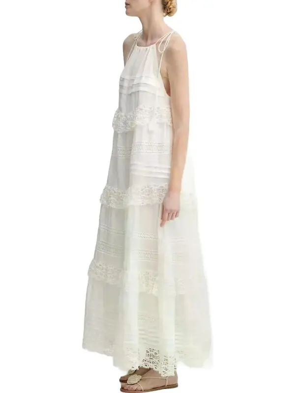 Munthe Lace-trimmed Tiered Dress - Neutrals