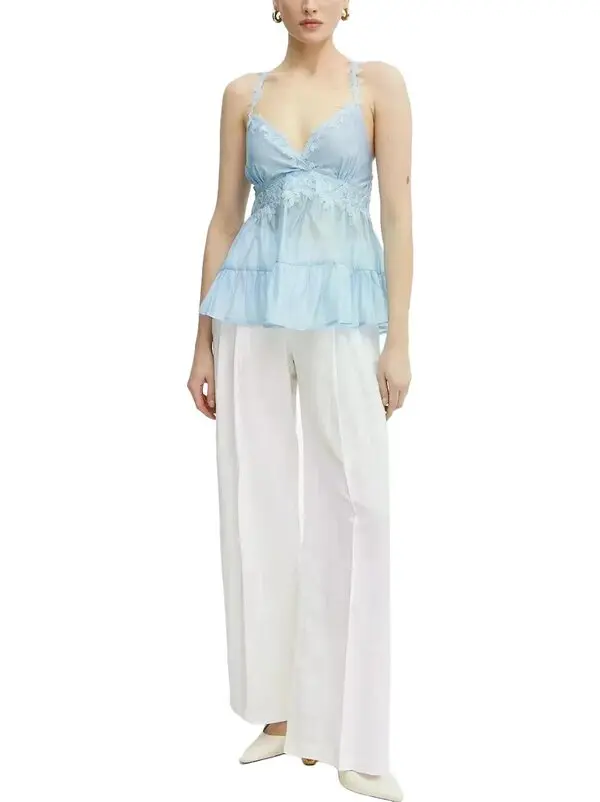 Ermanno Scervino Lace-trimmed Tiered Top - Blue