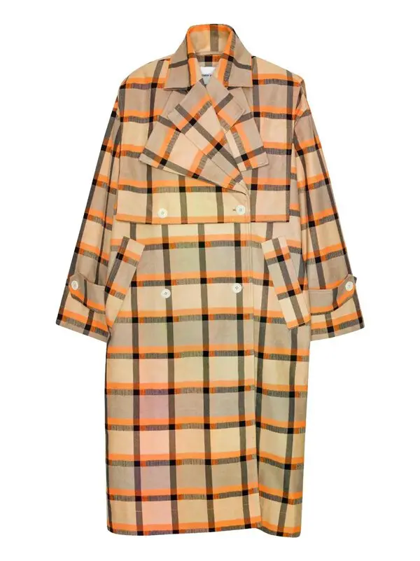 Henrik Vibskov Checked Double-breasted Trench Coat - Yellow