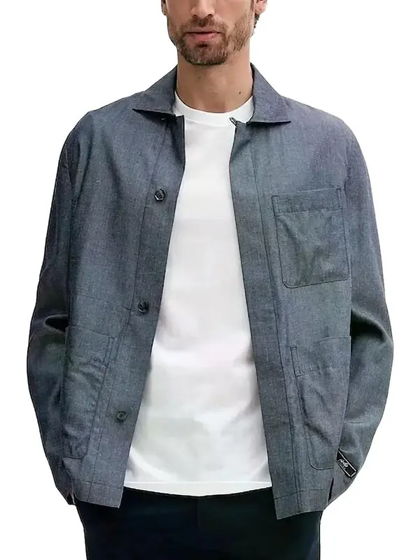 Sisley Button-fastening Patch-pocket Jacket - Blue