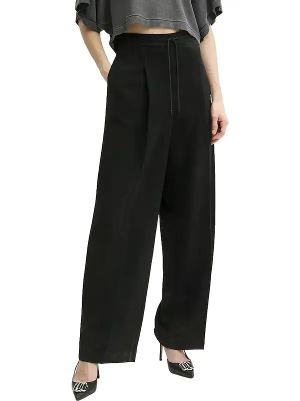 Michael Kors Pleated Drawstring Palazzo Pants - Black