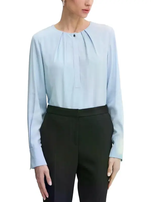 Hugo Boss Pleated Crew-neck Blouse - Blue