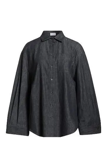 Brunello Cucinelli Denim Shirt With Appliqués - Blue