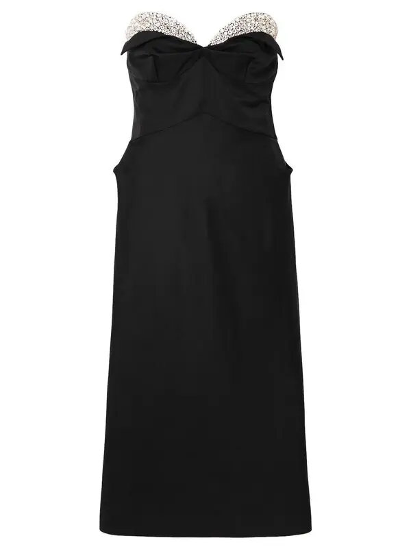 Alexander McQueen Strapless Crystal-embellished Taffeta Midi Dress - Black