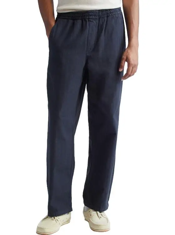 PALMES Lucien Cotton Herringbone Trousers - Black