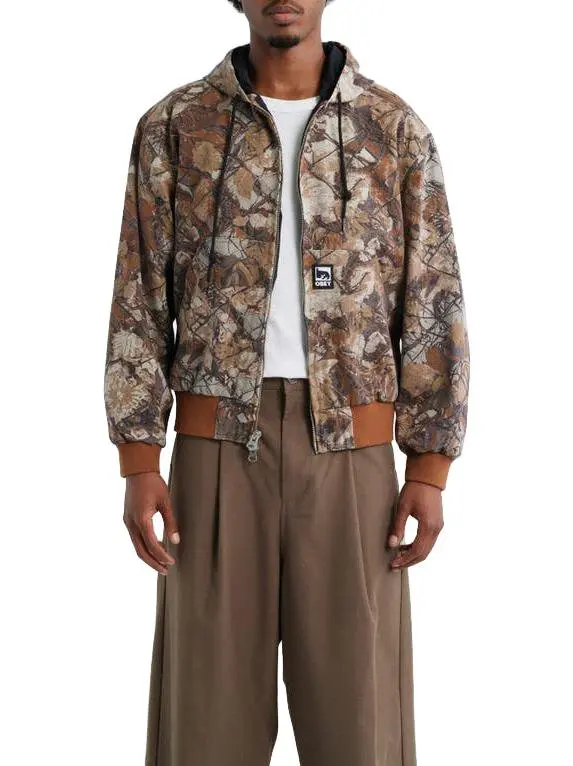 Obey Glen Forest Camo Hooded Jacket - Fence Camo Multi
