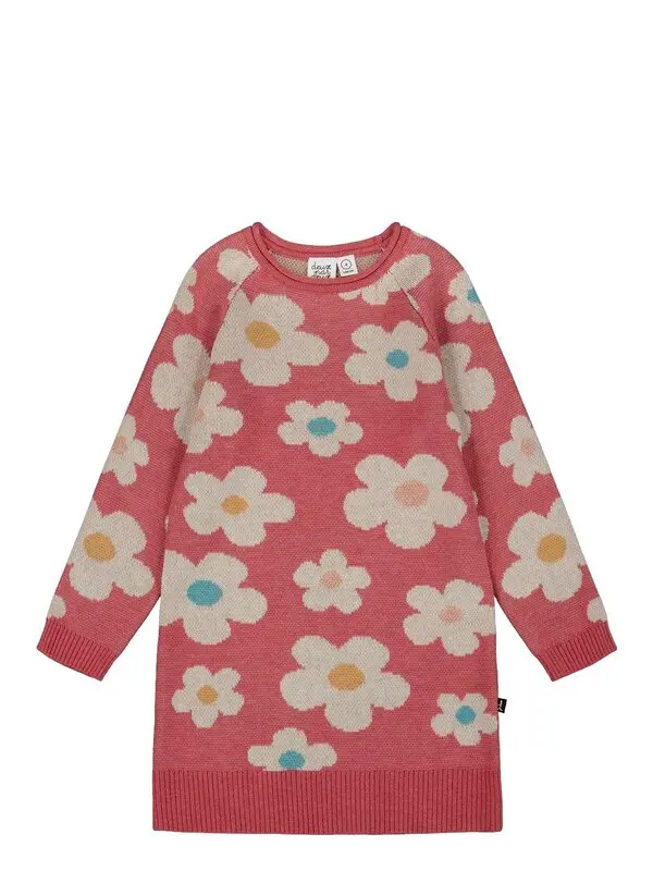 DEUX PAR DEUX Knitted Flower Jacquard Dress - Old Pink And Beige