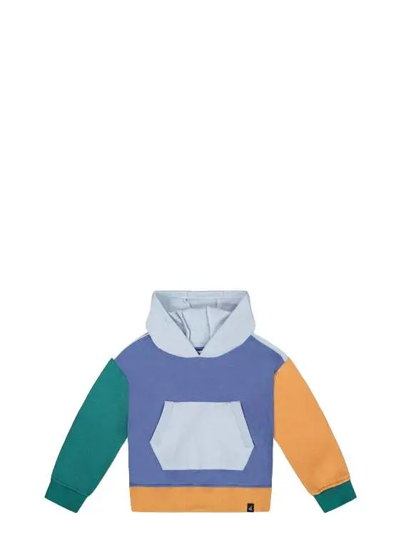 DEUX PAR DEUX Long Sleeve Colorblocked Fleece Hoodie - Colorblock Blue
