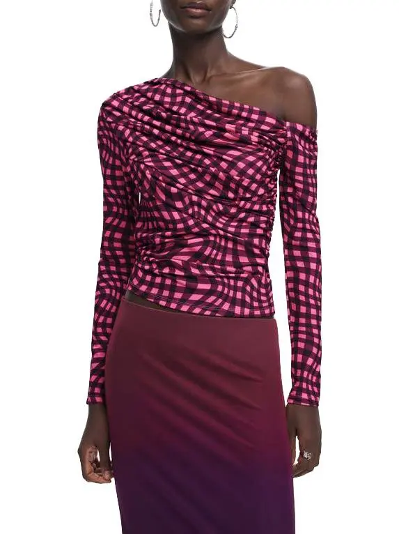 Desigual Ruched One-shoulder Top - Red