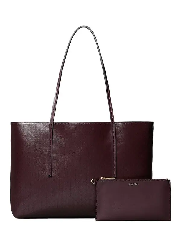 Calvin Klein Allover Emblem Logo Tote Bag - Fudge Aop