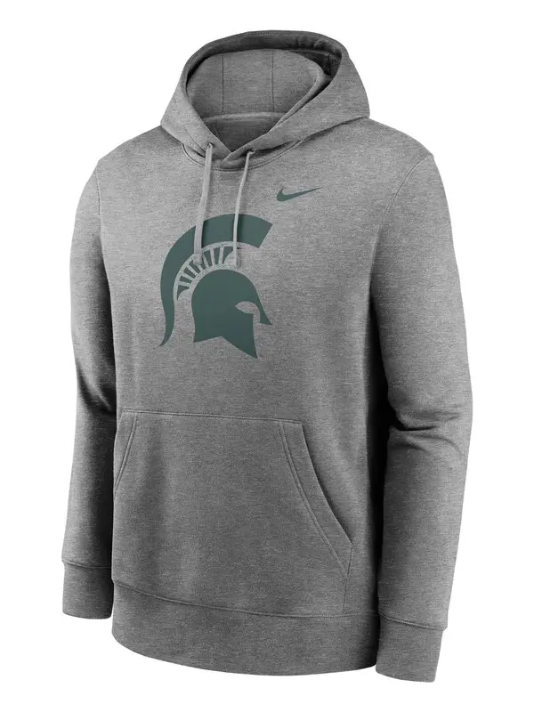 Nike Michigan State Spartans Primetime Club Primary Logo Pullover Hoodie - Grey