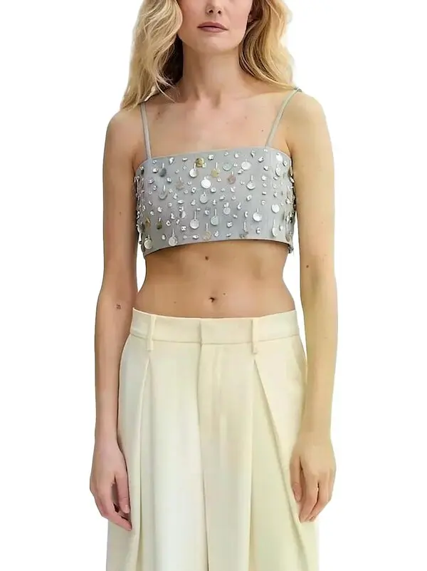 ISABELLE BLANCHE Embellished Strappy Top - Grey