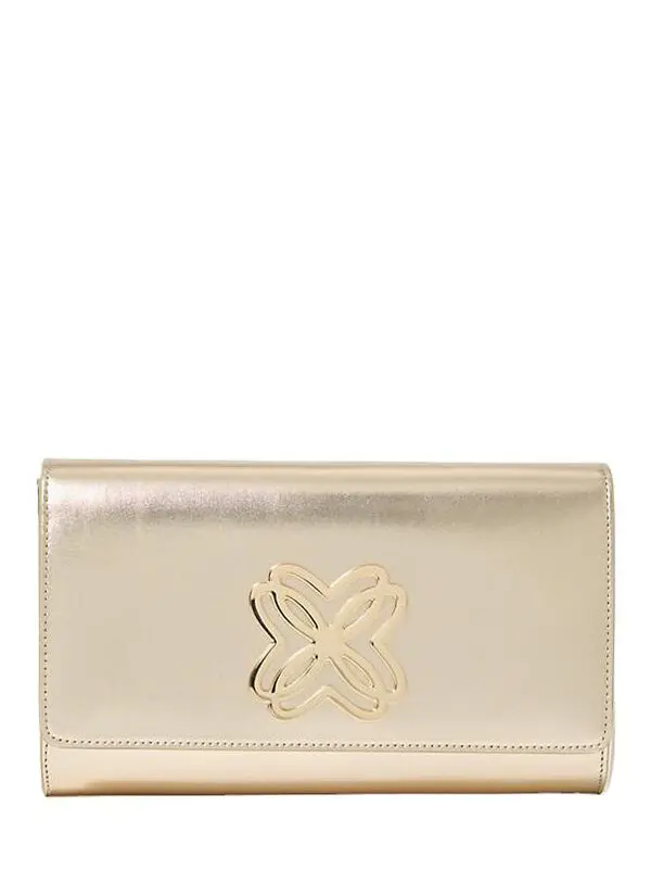 Lilly Pulitzer Leather Logo Clutch - Gold Metallic