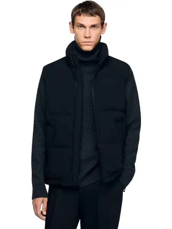 Sandro Sleeveless Technical Puffer Jacket - Black