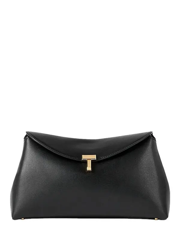 TOTÊME T-lock Smooth-leather Convertible Clutch - Black Smooth-leather