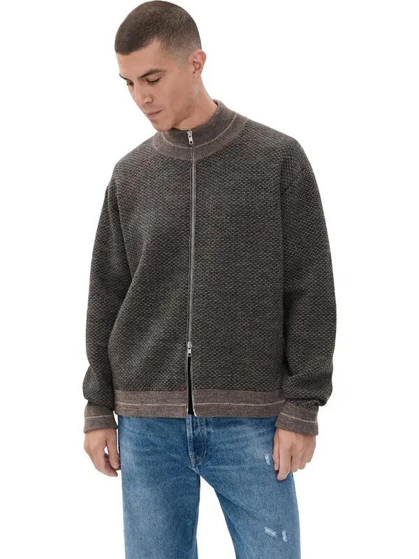 MAISON MARGIELA Knit Zip Cardigan - Brown/black