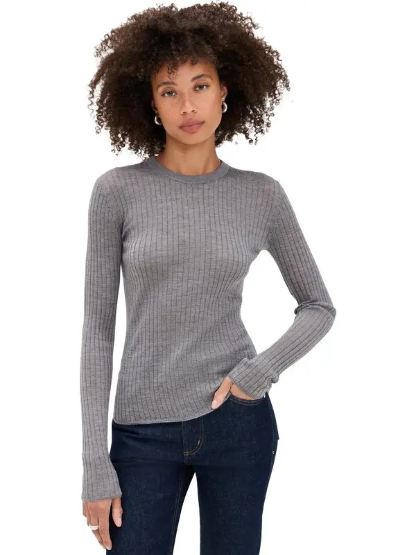 A.L.C. Kyle Ribbed Top - Medium Heather Grey