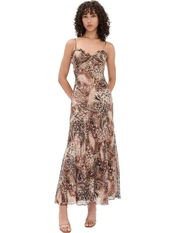 Astr The Label Maeryn Maxi Dress - Taupe Brown Leopard