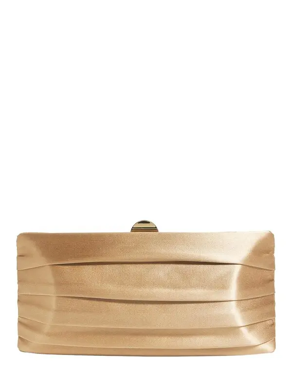 Rodo Satin Plissé Clutch Bag - Gold
