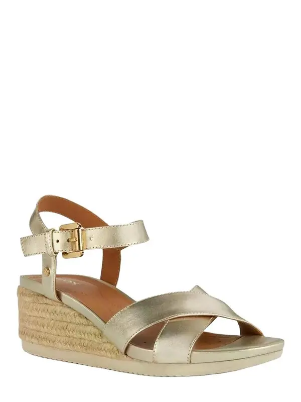 Geox Ischia Corda Crossover Wedge Espadrilles - Brown