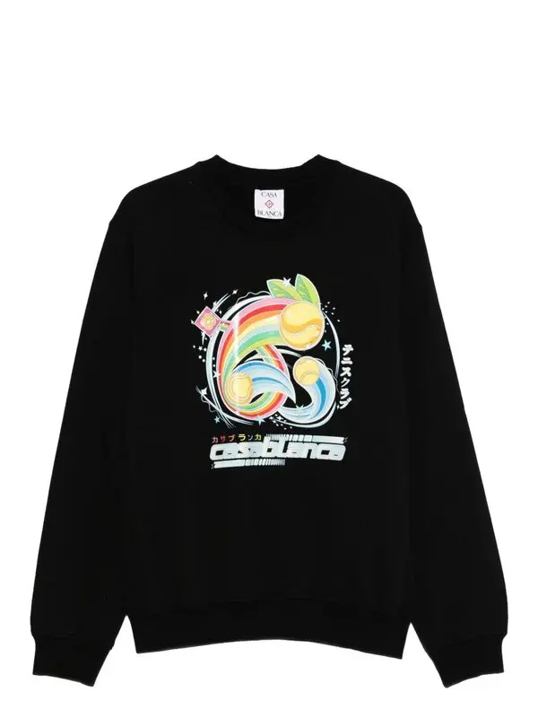 Casablanca Graphic Print Organic Cotton Sweater - Black