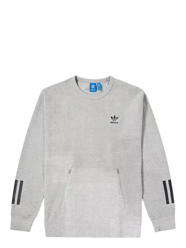 Adidas Three-stripe Waffle-knit Sweater - Grey