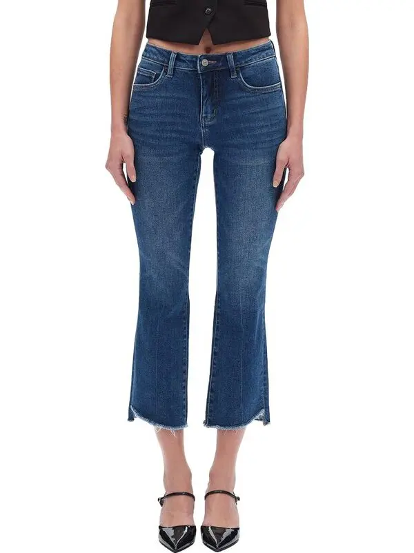 BAYEAS Mid Rise Frayed Bootcut Jeans - Diamonds