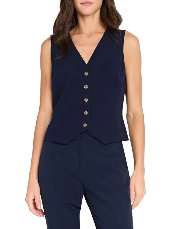 TAHARI ASL Crepe Vest - New Navy