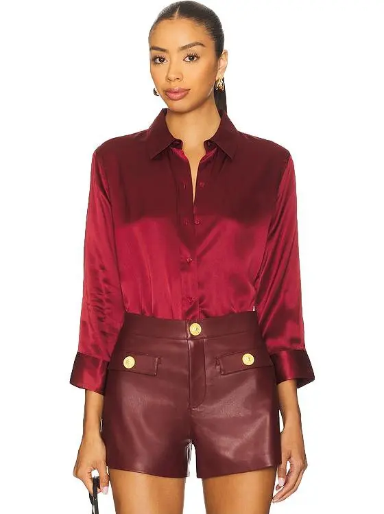 L'Agence Dani 3/4 Sleeve Blouse - Black Cherry