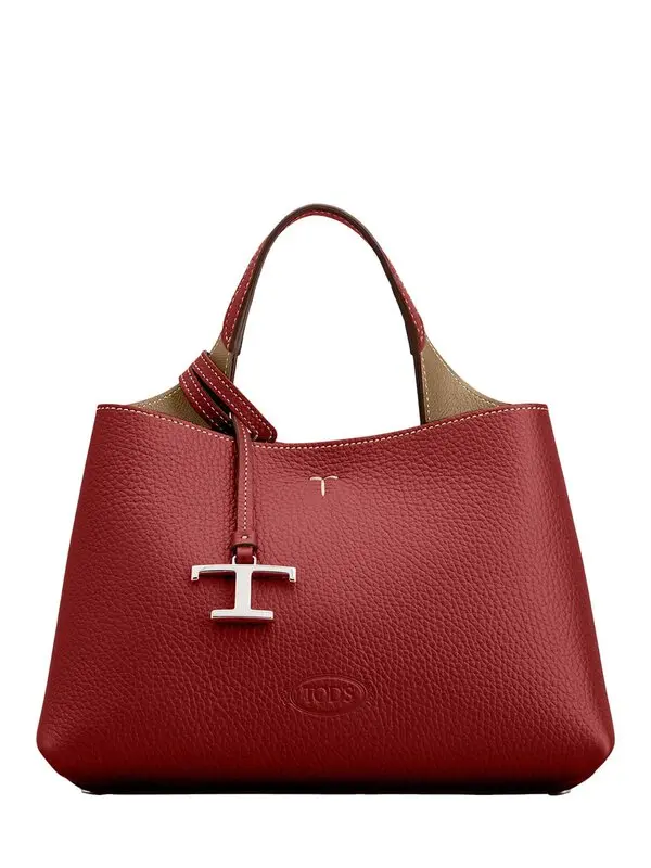TOD'S T Timeless Micro Top Handle Bag - Rosso Borgogna