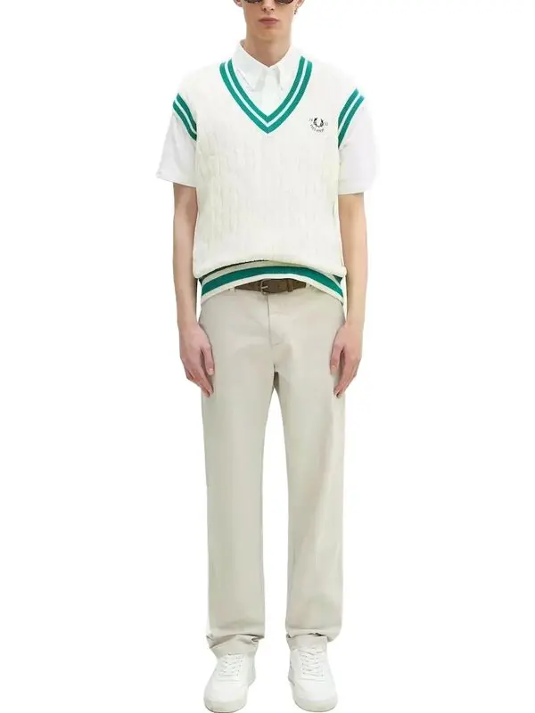 Fred Perry Cable-knit V-neck Sweater Vest - Neutrals
