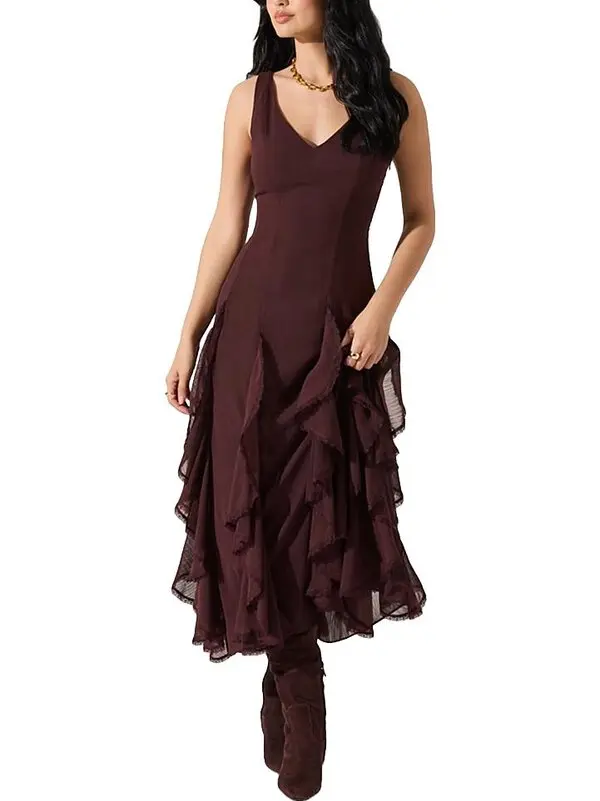 Astr The Label Philomene Dress - Eggplant