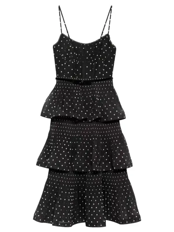 Zimmermann Pleated Polka-dot Midi Dress - Black
