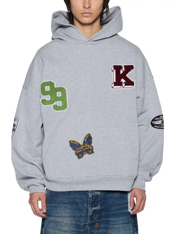 Ksubi Patched Ekcess Hoodie - Light Grey Marle