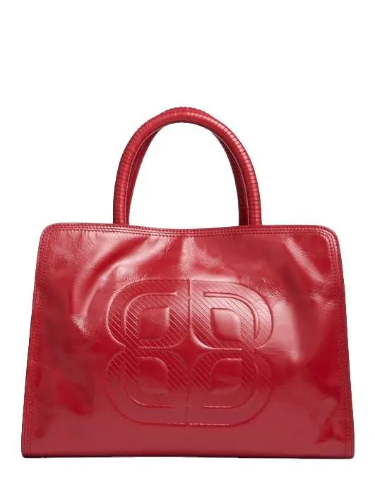 LK BENNETT Ella Embossed Leather Tote - Claret