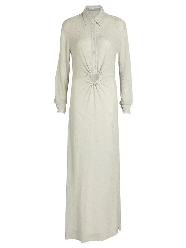 Christopher Esber Imber Cut-out Metallic-knit Maxi Shirt Dress - Ecru